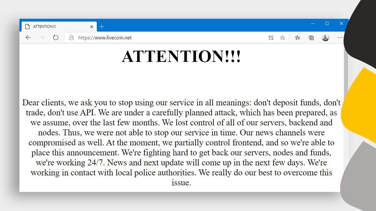 إختراق منصة Livecoin الروسية لتبادل العملات الرقمية – بوست bepost